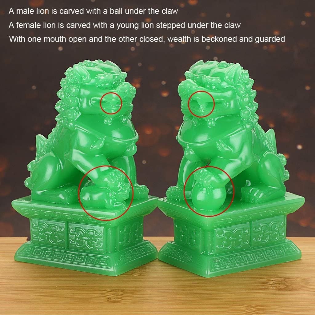 MDLUU Par de perros Fu Foo, leones guardianes, estatuas de león Feng ...
