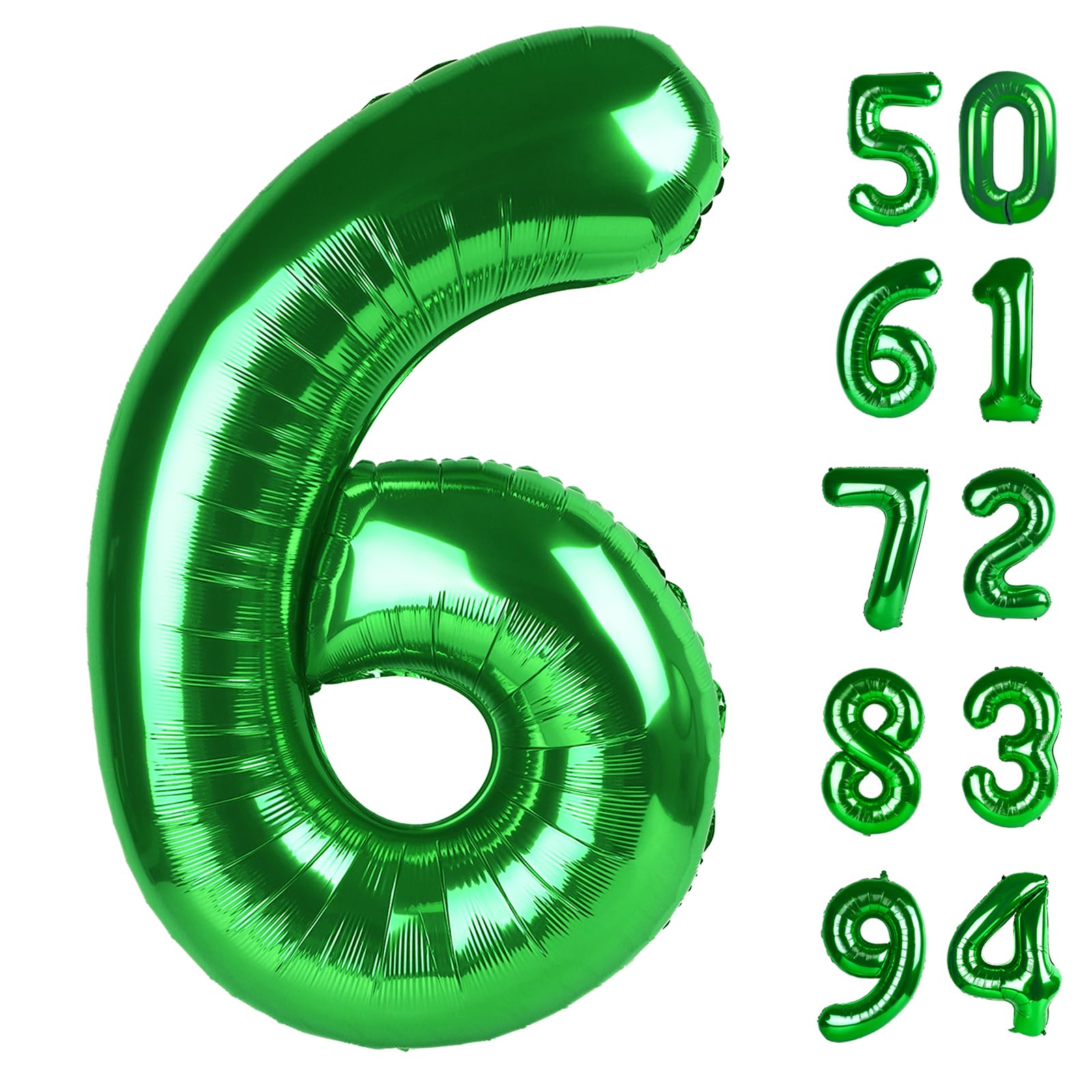 Amazon.com: Green 6 Balloon, Number Balloons 40 Inch, 6th Balloons for ...