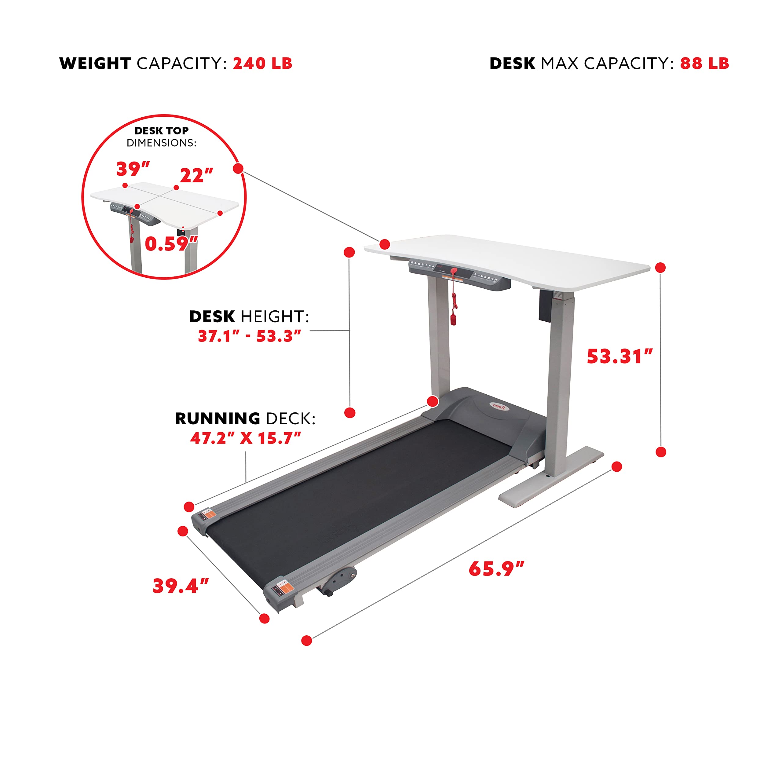 Sunny Health & Fitness Slim Walking Pad Treadmill for Under Desk or ...