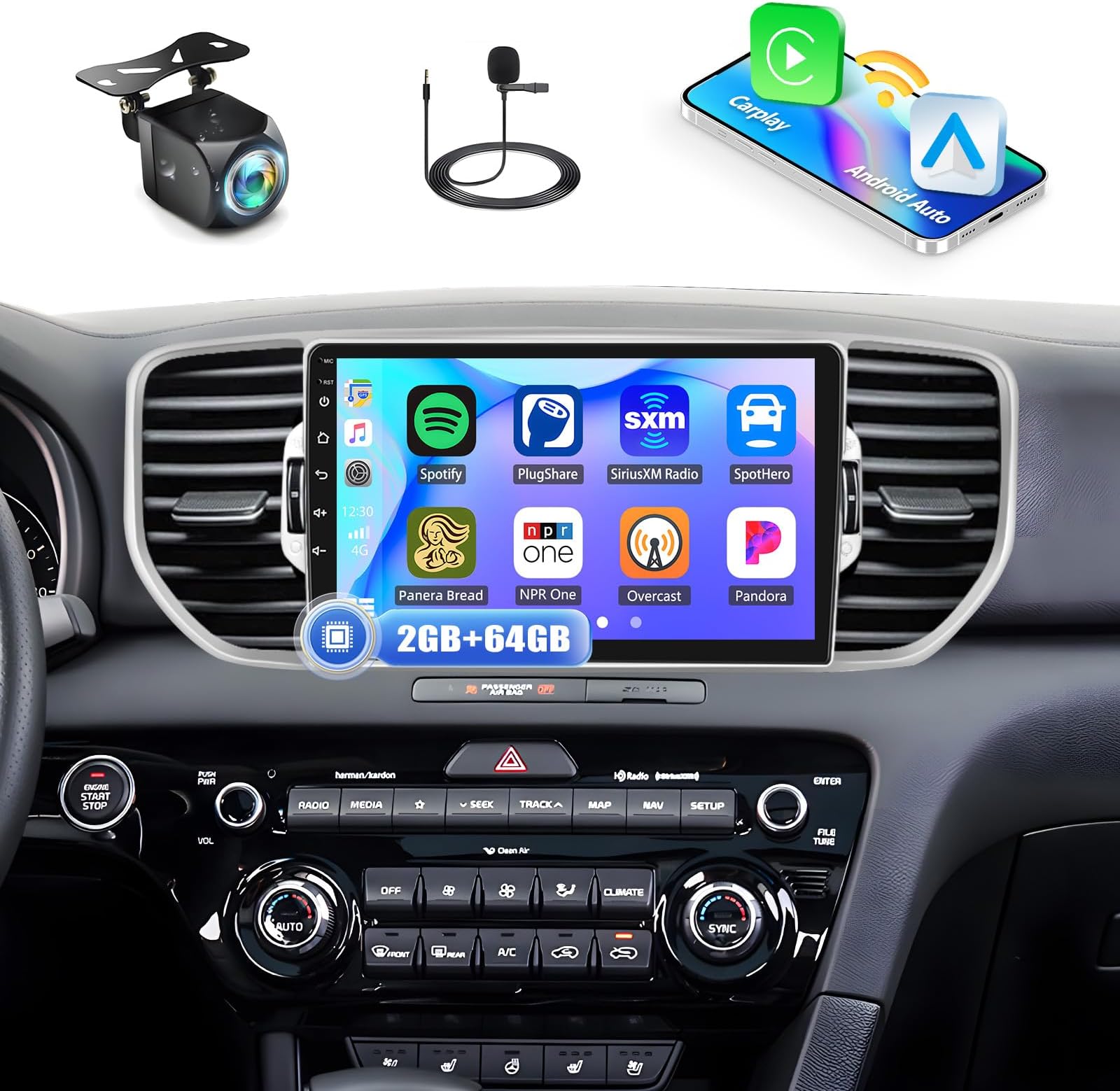 Amazon.com: CAMECHO Estéreo de coche Android 13 2+64G para Kia Sportage KX5 2016-2018, radio ...