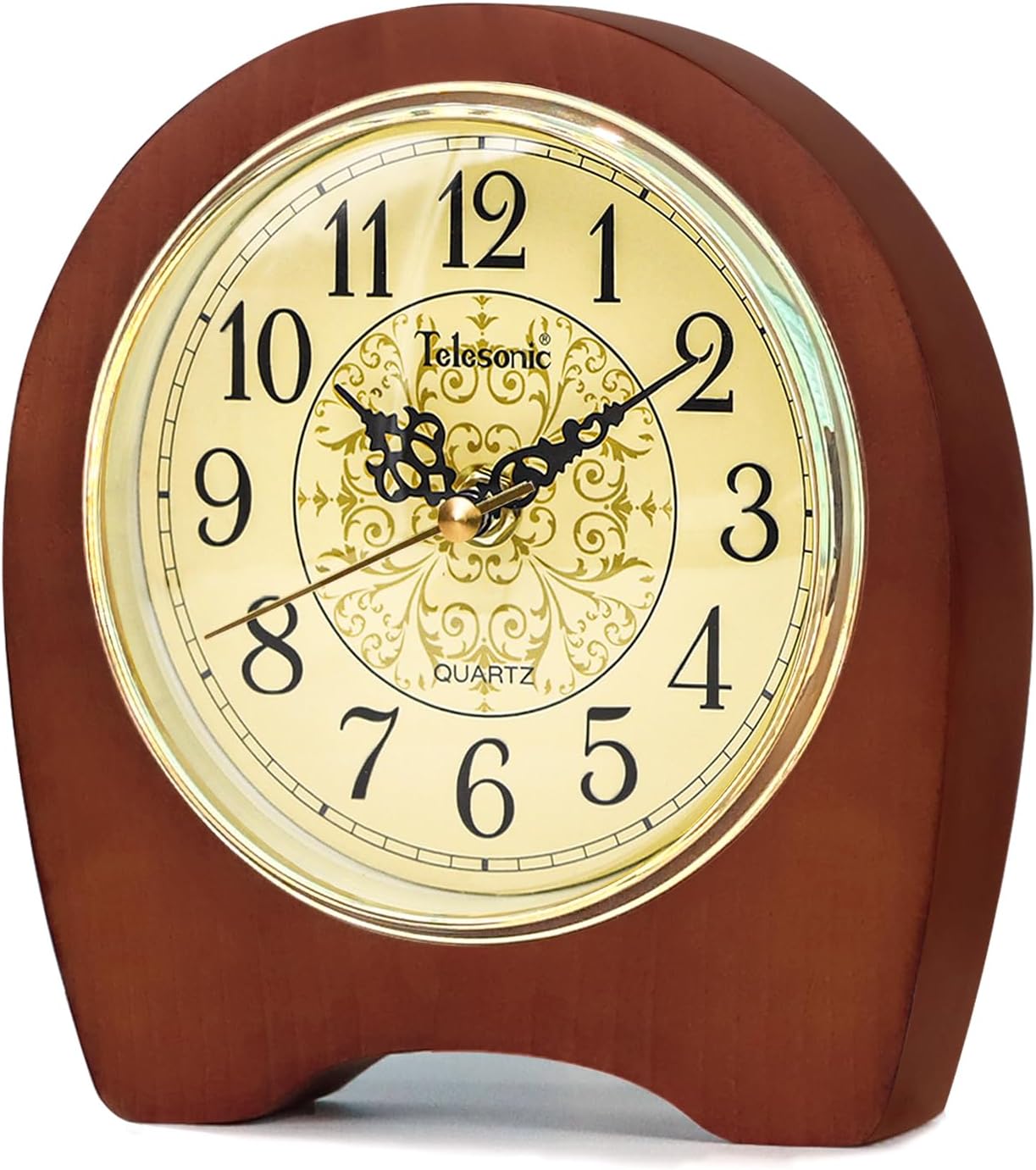 Amazon.com: JUSTUP Desk Clock, Wooden Silent Table Clock, Battery ...