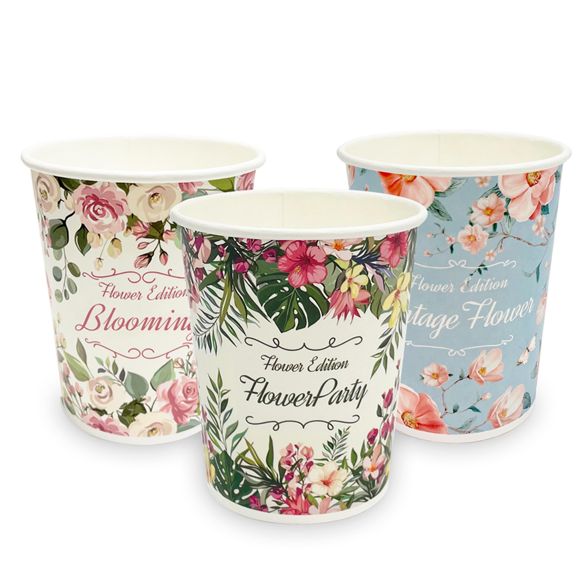 Amazon.com: ONETIMEPACK 3 Floral Design Paper Cups for Hot Cold Drinks ...