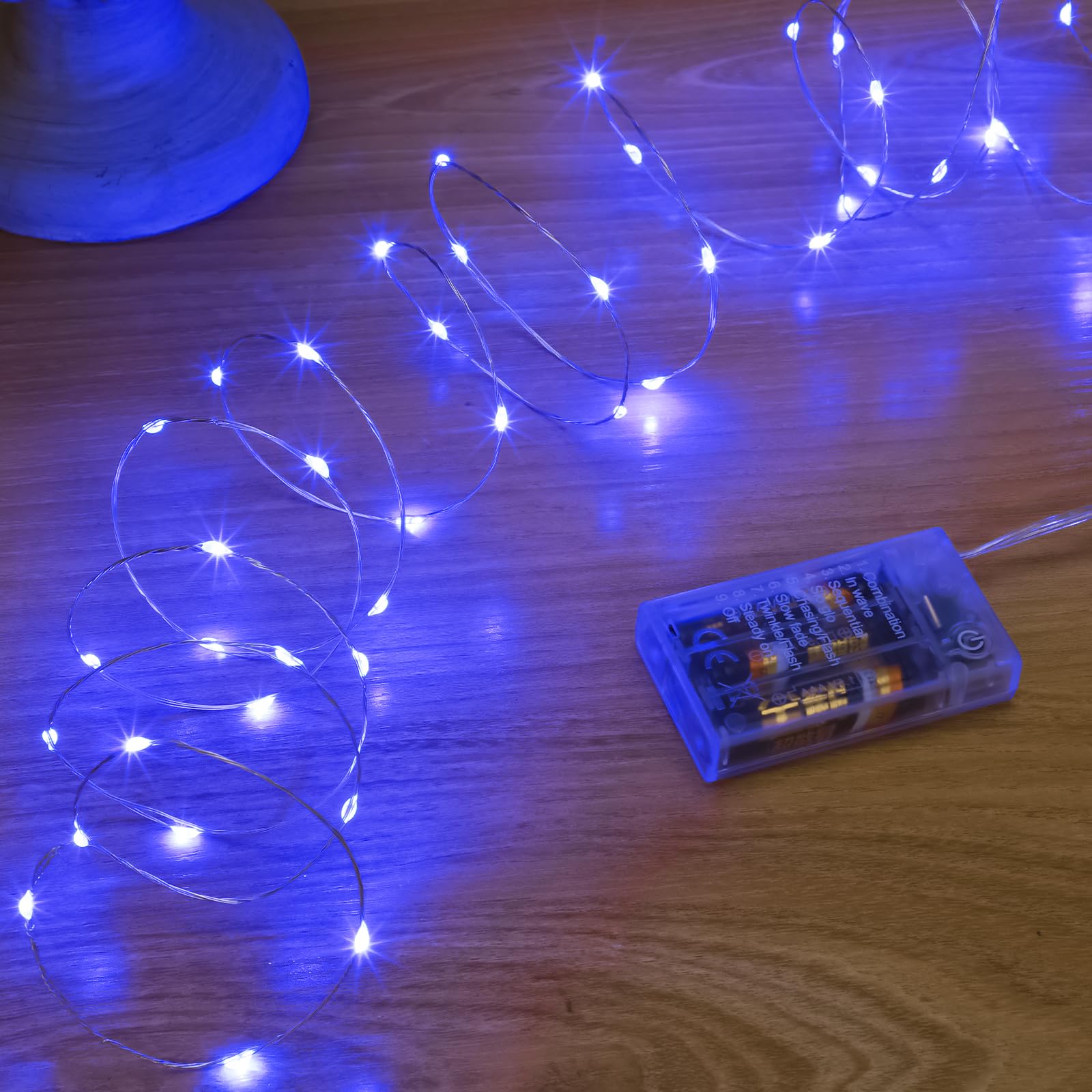 Amazon.com: SINAMER Blue Fairy Lights Battery Operated (Included), 8 ...