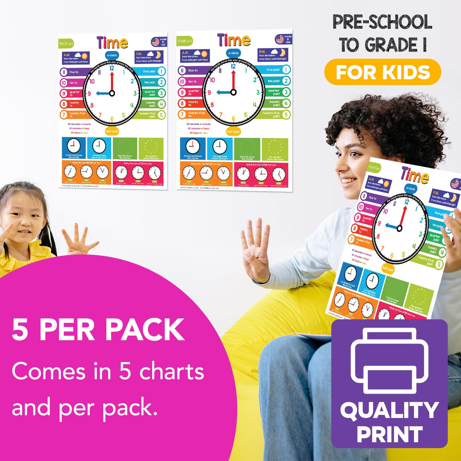 Snapklik.com : Time Chart For Preschool To Grade 1 Kids Learn How To ...