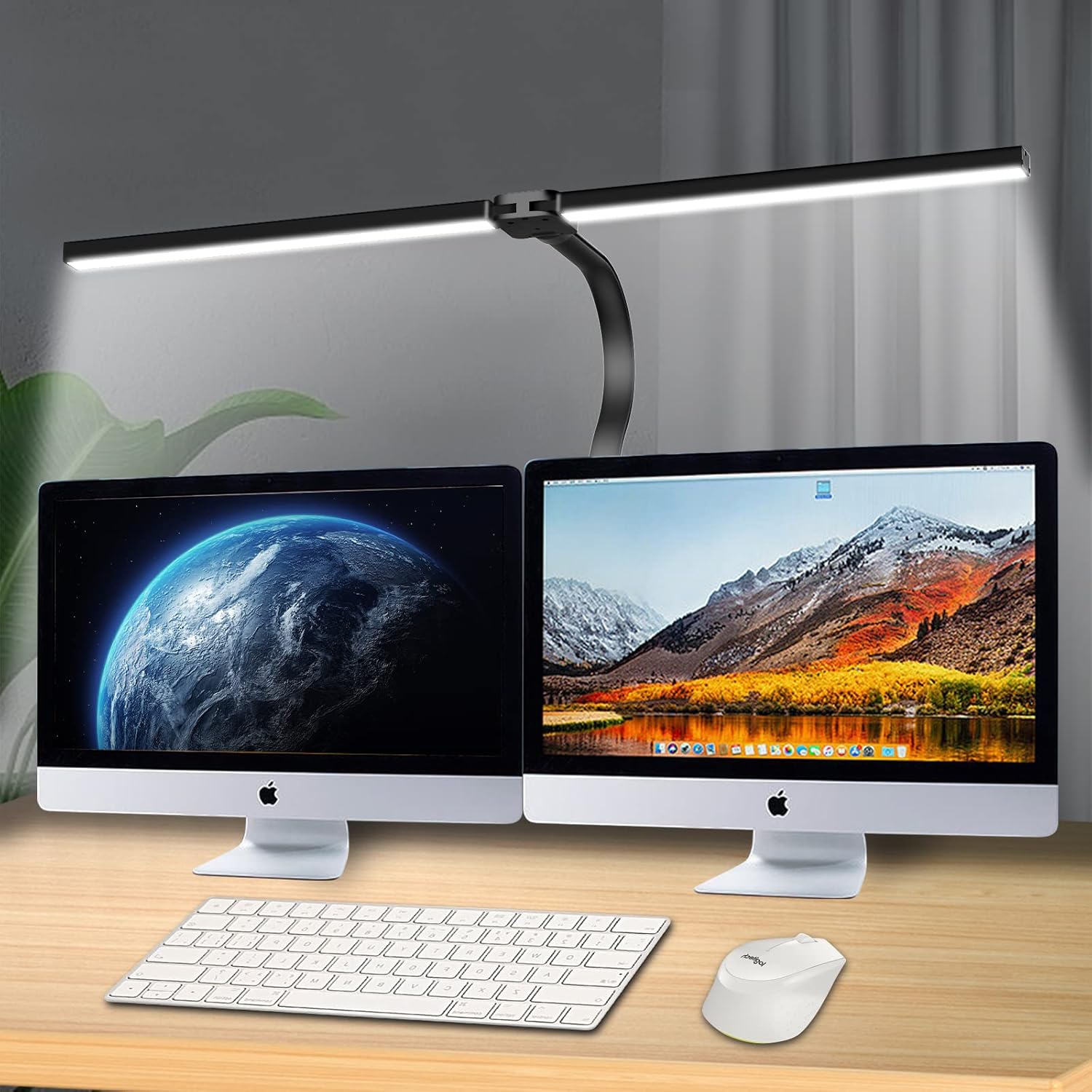 Aufachieve Lampe de Bureau LED Puissante, 24W 80 CM Double Tête Lampe ...