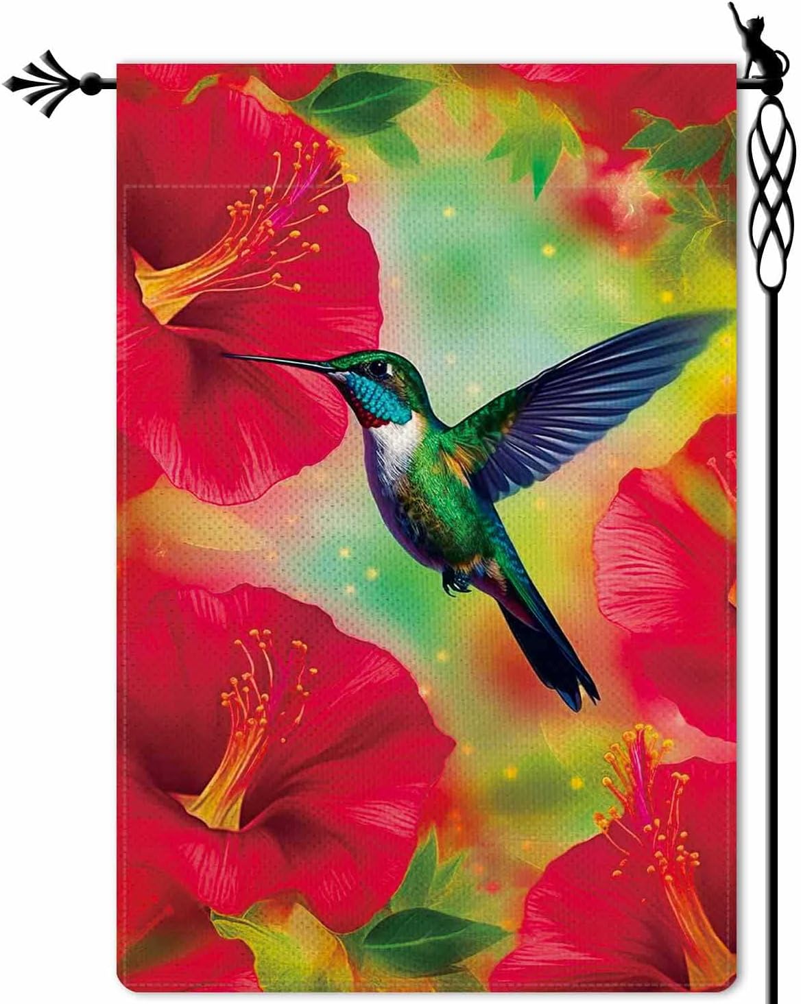 Amazon.com : EVRIO Welcome Spring Garden Flag Hummingbird Hibiscus ...