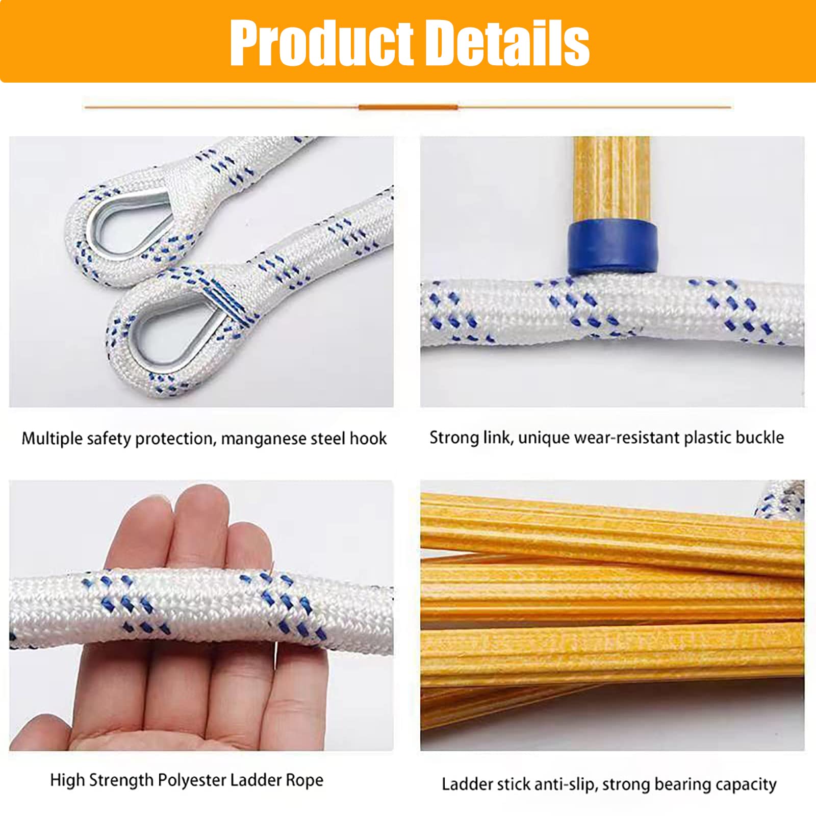 Snapklik.com : 4 Steps Boat Rope Ladder, Portable Outdoor Climbing Rope ...