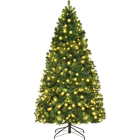 Amazon.com: Goplus Pre-Lit PVC Artificial Christmas Tree Auto-Spread ...