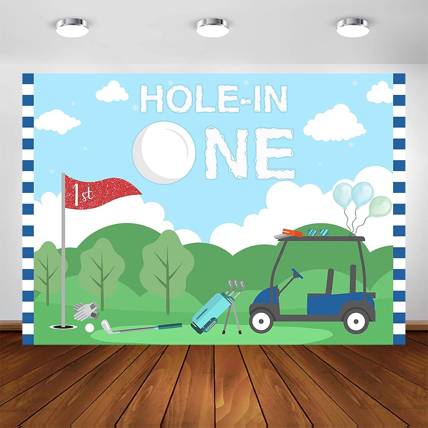 Amazon.com : Avezano Golf Theme Birthday Backdrop Hole in One Boys 1st ...
