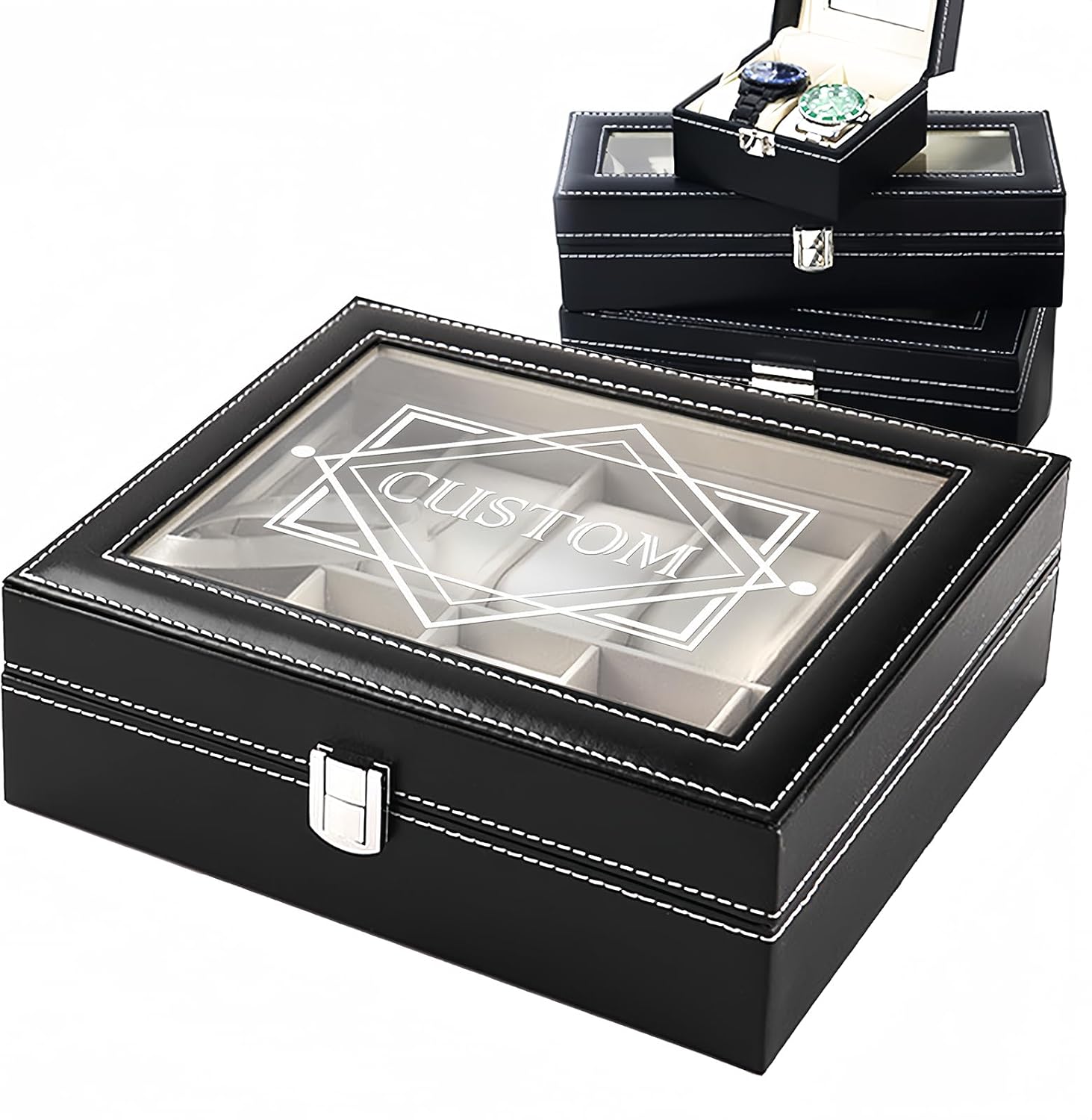 Amazon.com: xrlsg Personalized Watch Box Custom Engraved Watch Storage ...