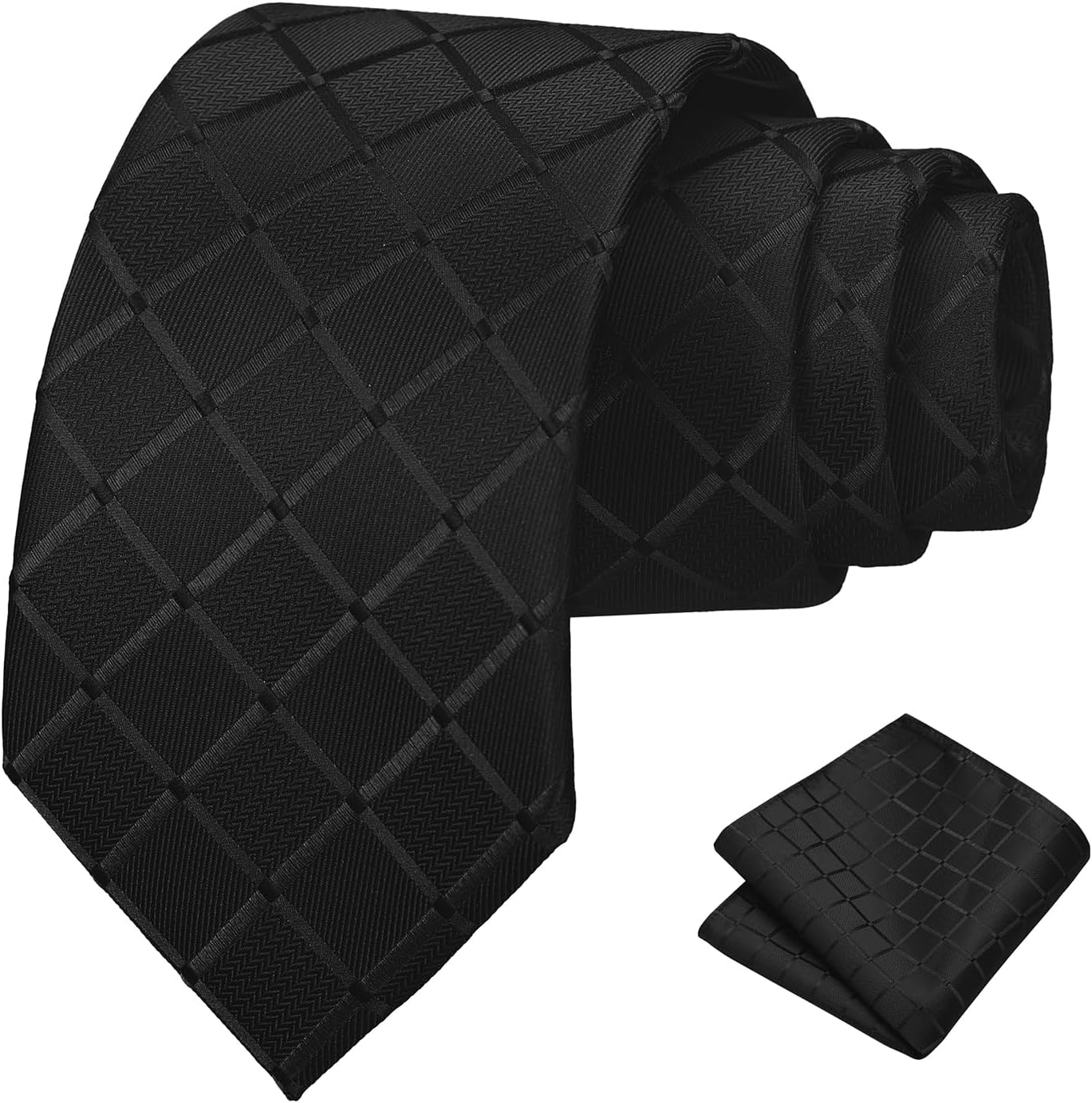 Amazon.com: PenSee Mens Black Tie Checkered Tie Classic Necktie 3.15 ...
