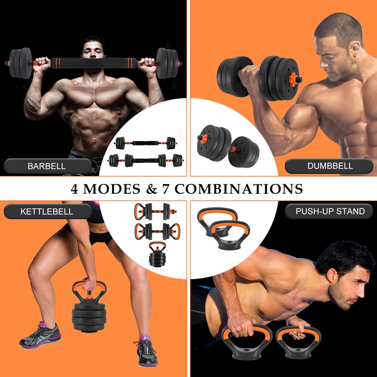 Adjustable Weight Dumbbell Barbell Set, 4-In-1 Dumbbell Set, 44 Lb Free ...
