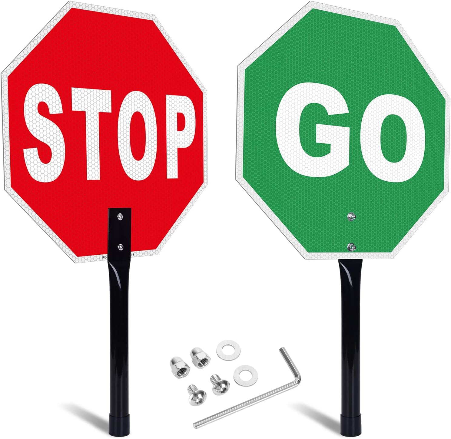 Stop & Go Traffic Sign - Double Sided Waterproof Crossing Guard with ...