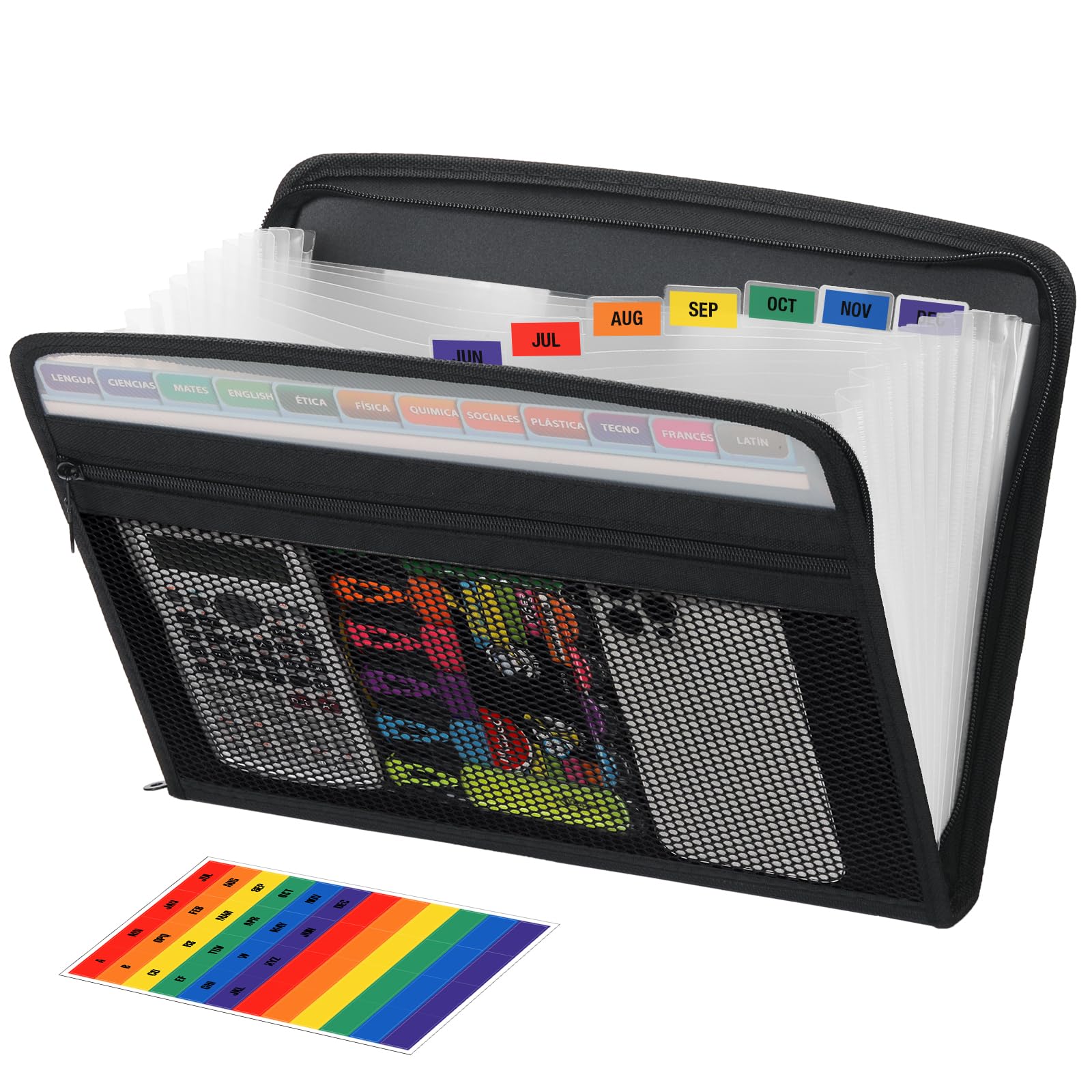 Amazon.com : H4D Zippered Accordion File Organizer with Front Mesh ...