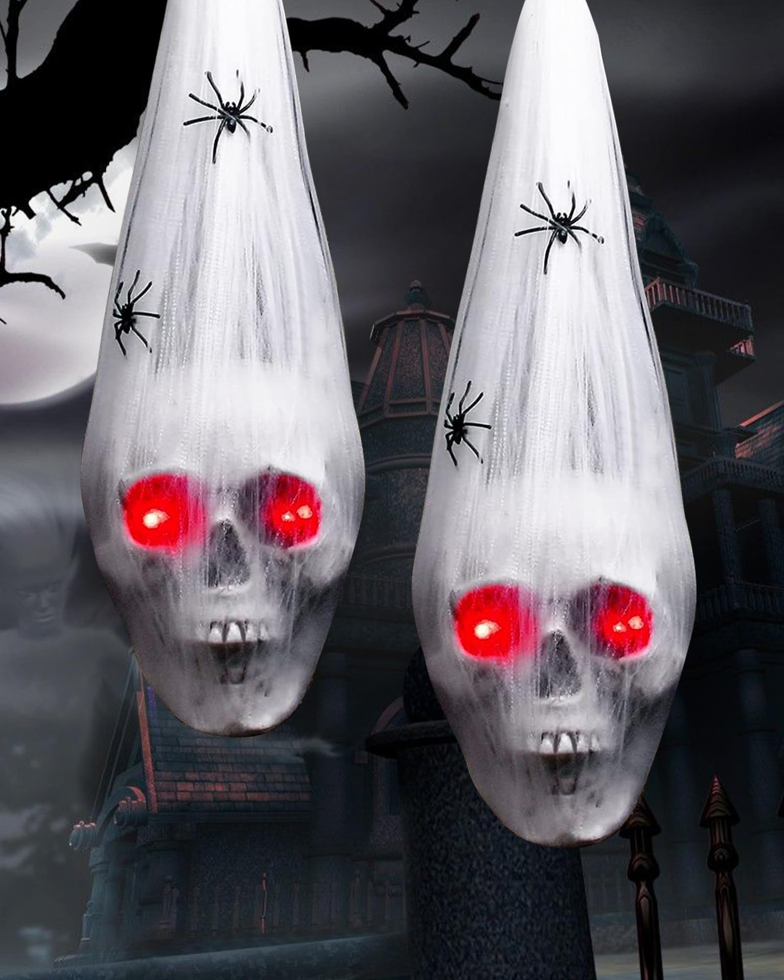 Amazon.com: 2 Packs Halloween Hanging Decorations Outdoor Scaring Skull ...