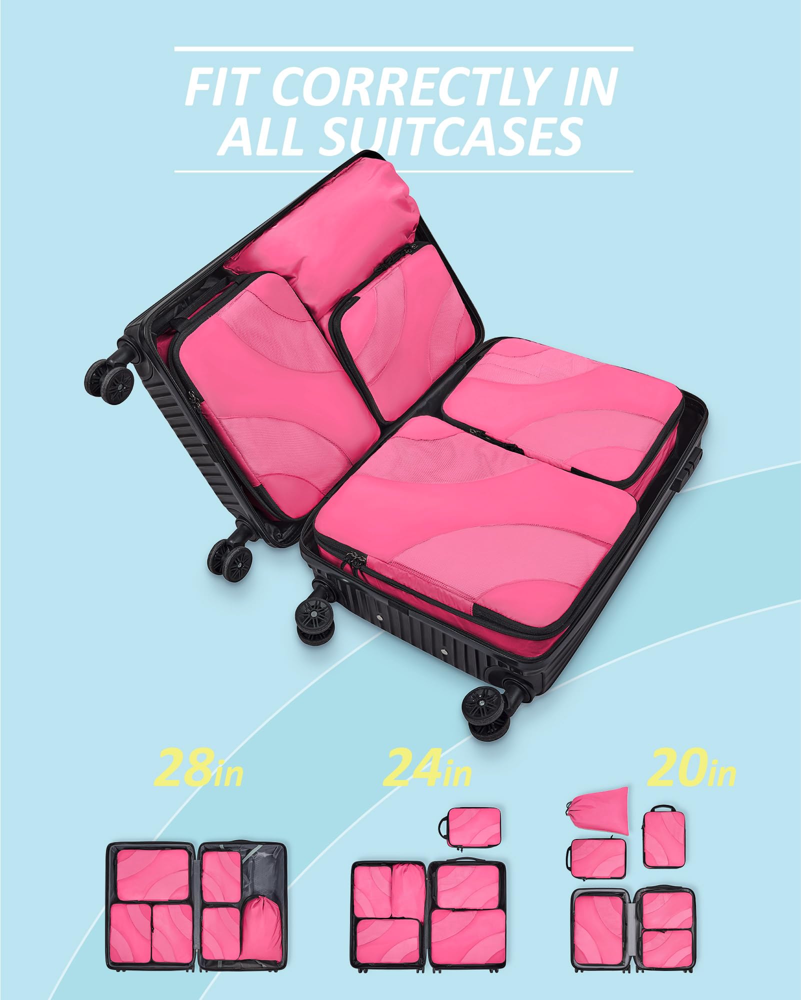 Snapklik.com : BAGSMART Compression Packing Cubes, 6 Set Travel Packing ...