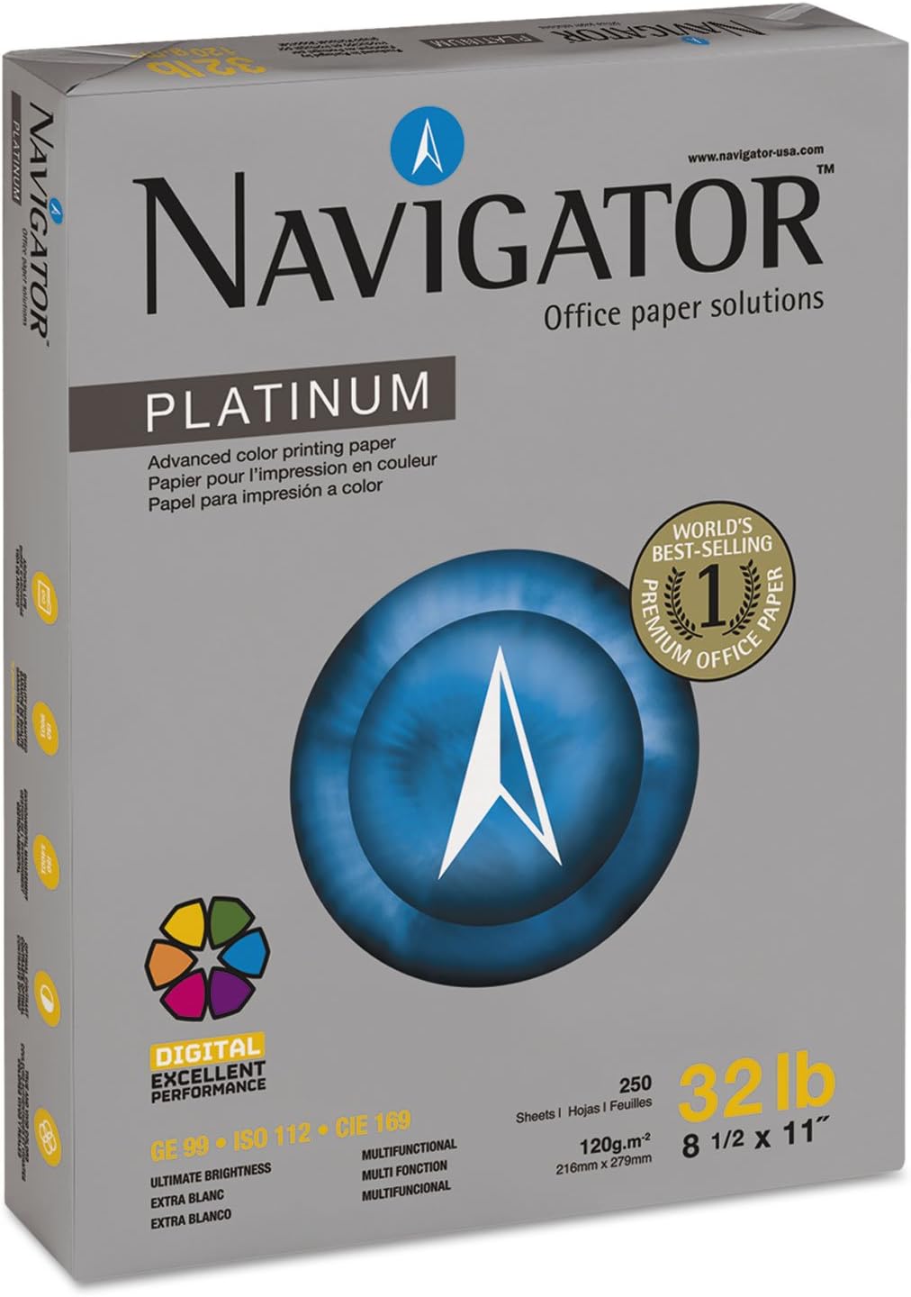 Amazon.com : Navigator Platinum Paper, 99 Brightness, 32 lb., 8-1/2 x ...