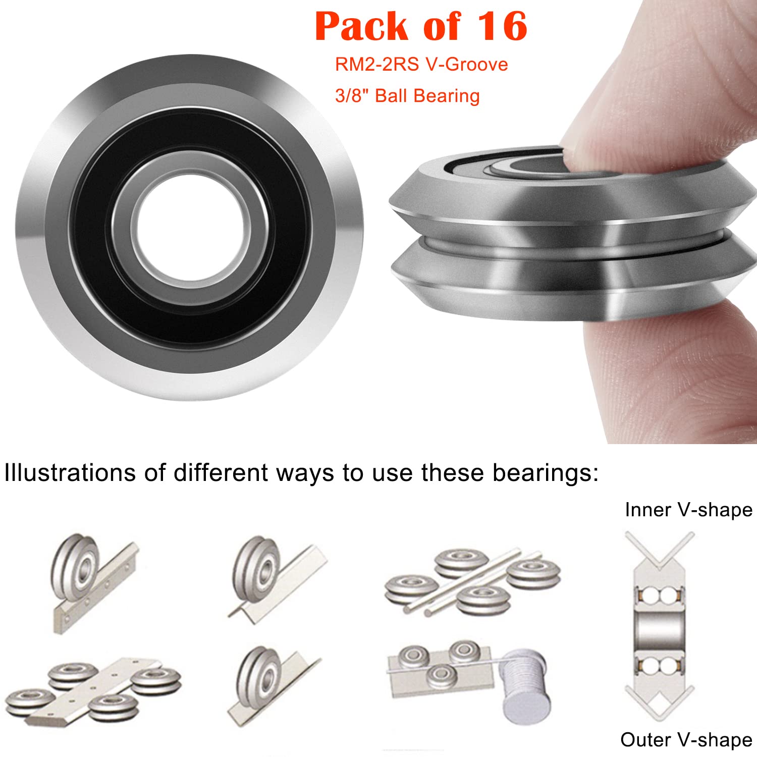 Ball Bearings 3/8 RM2-2RS Sealed Groove Radial Ball Bearings – 3/8" V ...