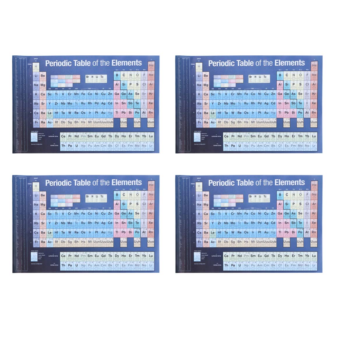 Ultnice 4pcs Periodic Table Of Elements Poster Chemistry Periodic Table ...