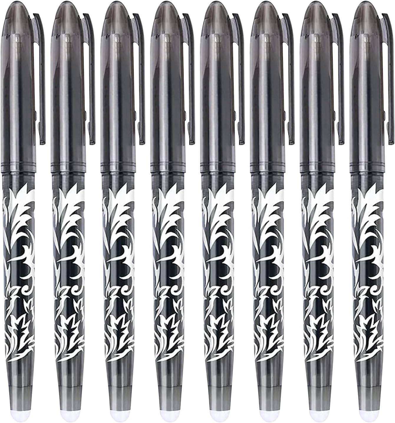 Sumajuc 8 Pcs Erasable Pens Black, Rub Out Pens with Eraser, Stationary ...