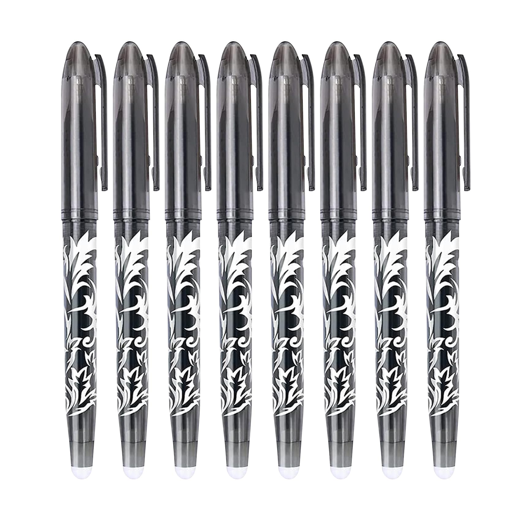 Sumajuc 8 Pcs Erasable Pens Black, Rub Out Pens with Eraser, Stationary ...