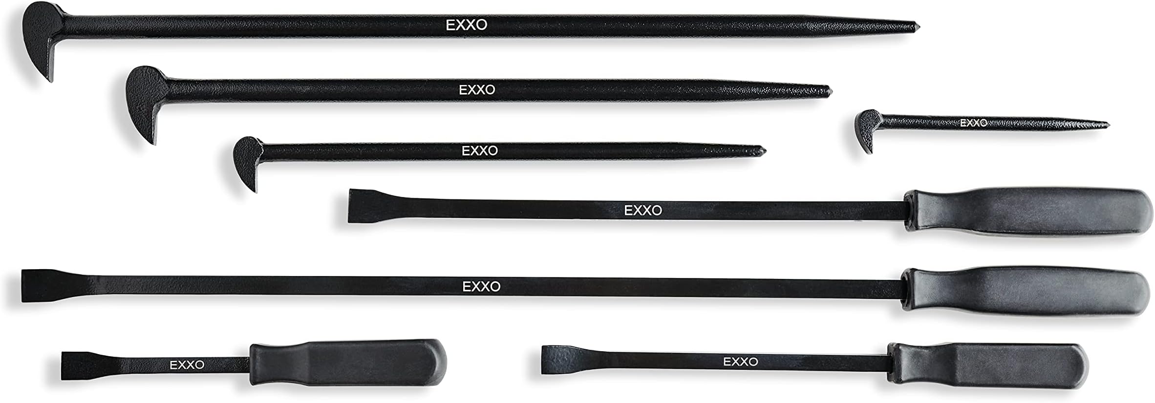 EXXO | 8-Piece Pry Bar Set | 8, 12, 18, 25 Inch Handle Prybars | 6, 12 ...