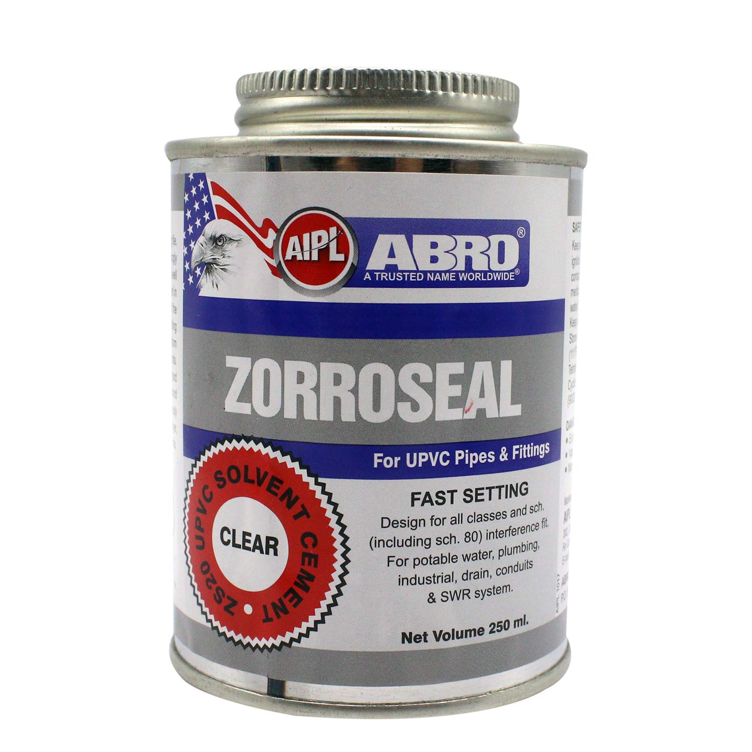 ABRO ZS20U-250 ZORROSEAL Solvent Cement for UPVC Pipes & Fittings Fast ...