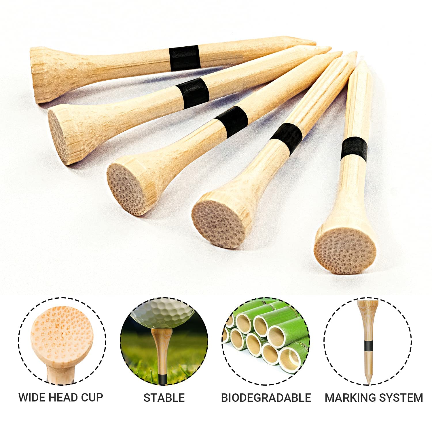 Snapklik.com : SAPLIZE Golf Tees Bamboo Tees, Pack Of 100