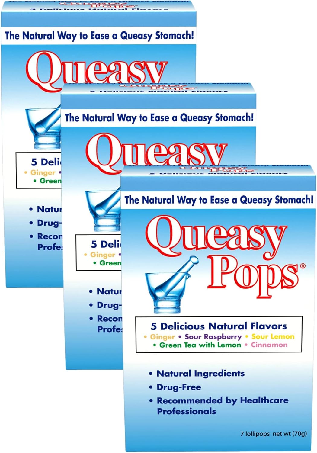 Amazon.com: Three Lollies Queasy Pops Variety Pack for Nausea Relief, 7 ...