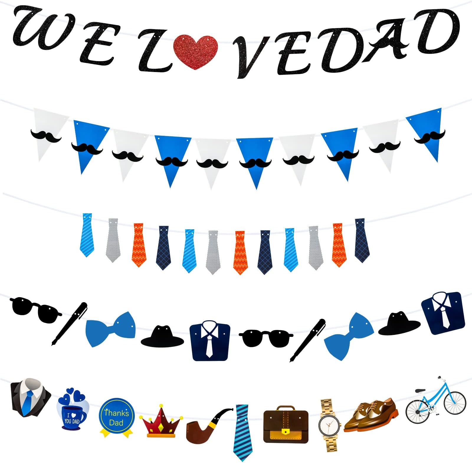 Amazon.com: Fuutreo 5 Pieces Father's Day Party Decorations We Love Dad ...