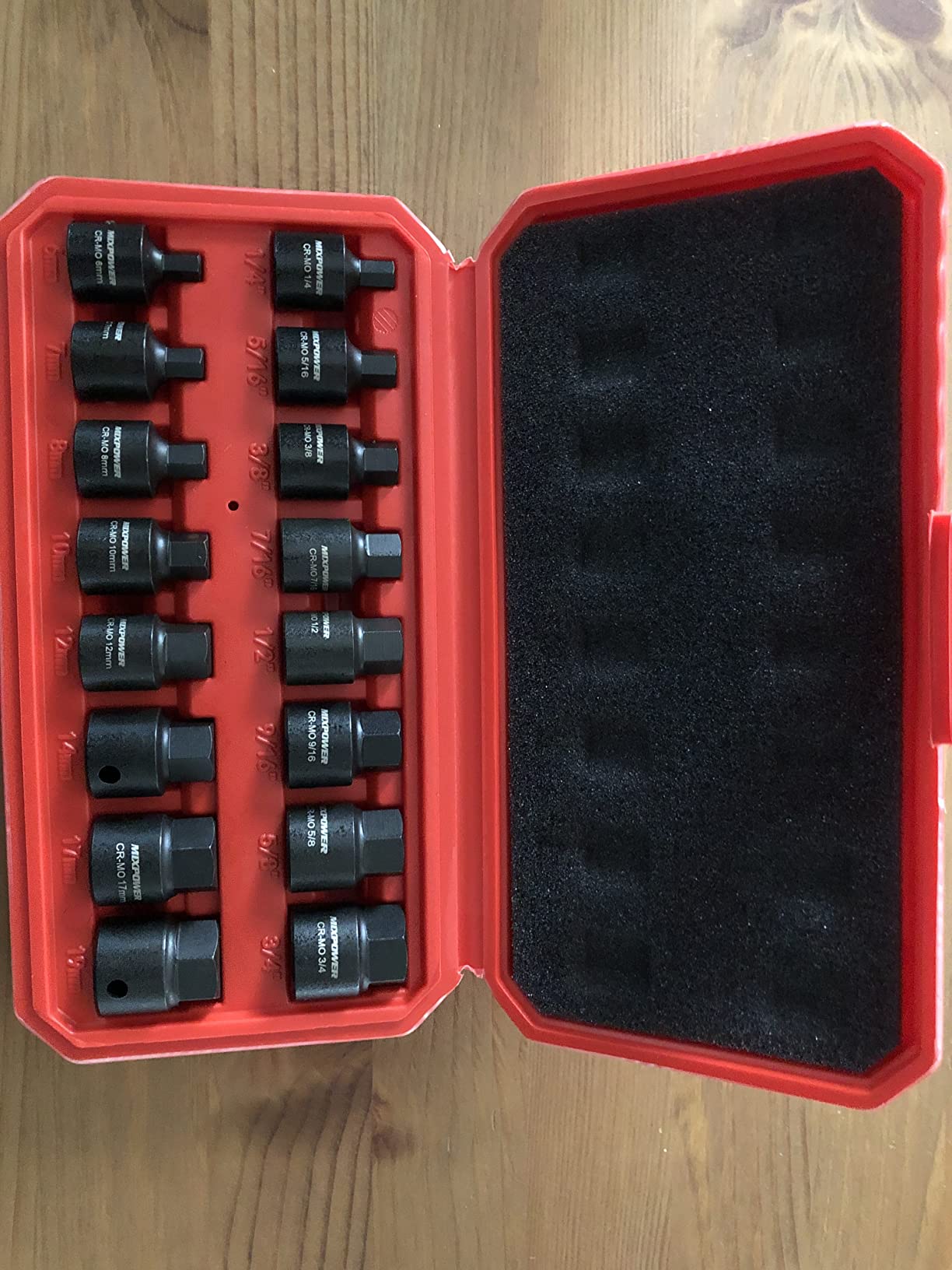 MIXPOWER 3/8-Inch Drive Low Profile Impact Hex Driver Set, 16-Piece ...