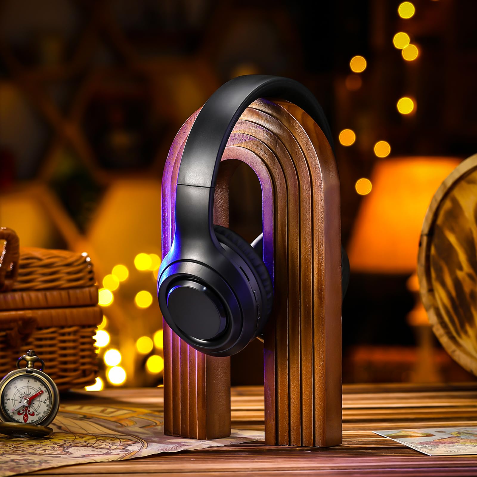 Amazon.com: Threehoney Wood Headphone Stand for Desk Arch Headset ...