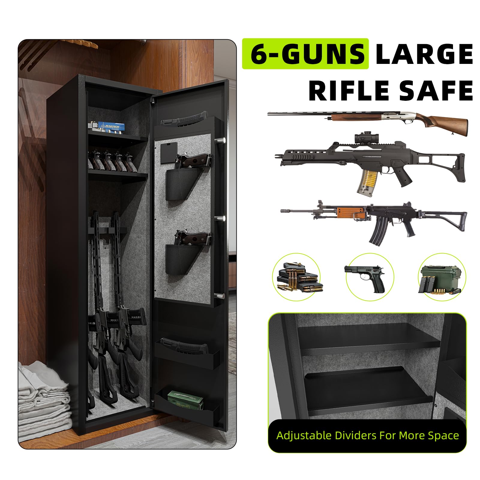 Snapklik.com : BUTISOW 6 Gun Safe, Gun Safe For Rifles And Pistols ...