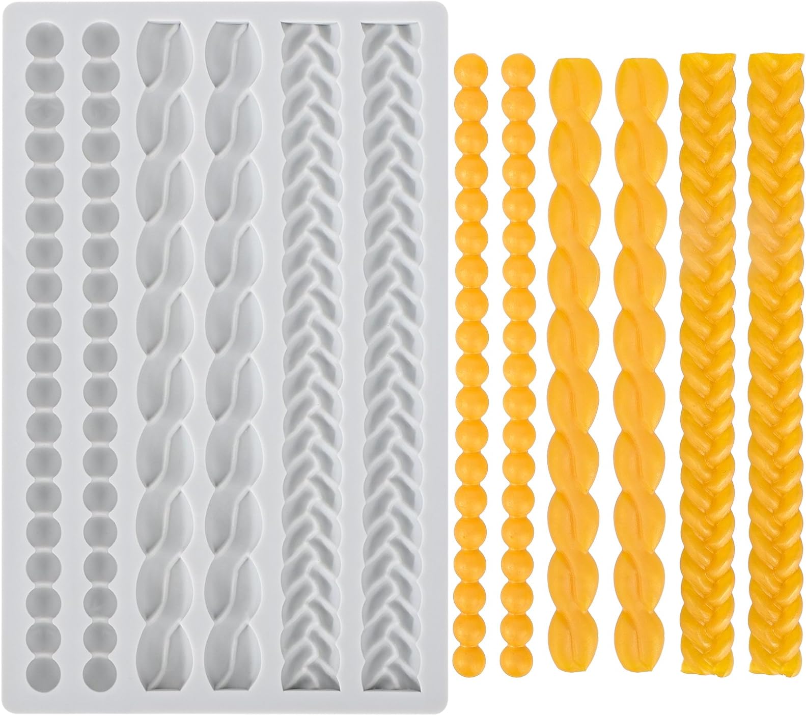 Amazon.com: Silicone Rope Mold, 3D Pearl Fondant Molds, Braid Pearl ...