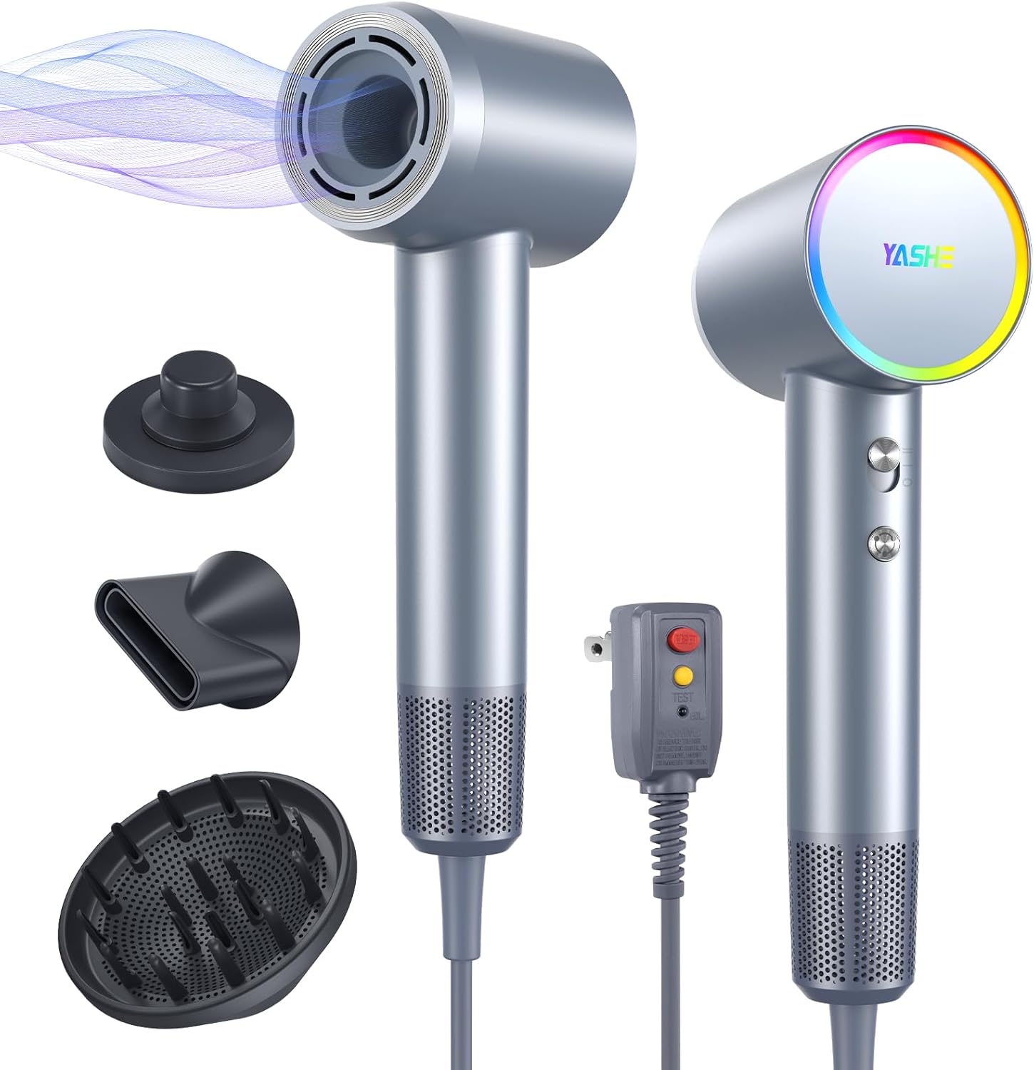 Hair Dryer, 110,000 RPM Professional Negative Ionic Dryer with Diffuser ...