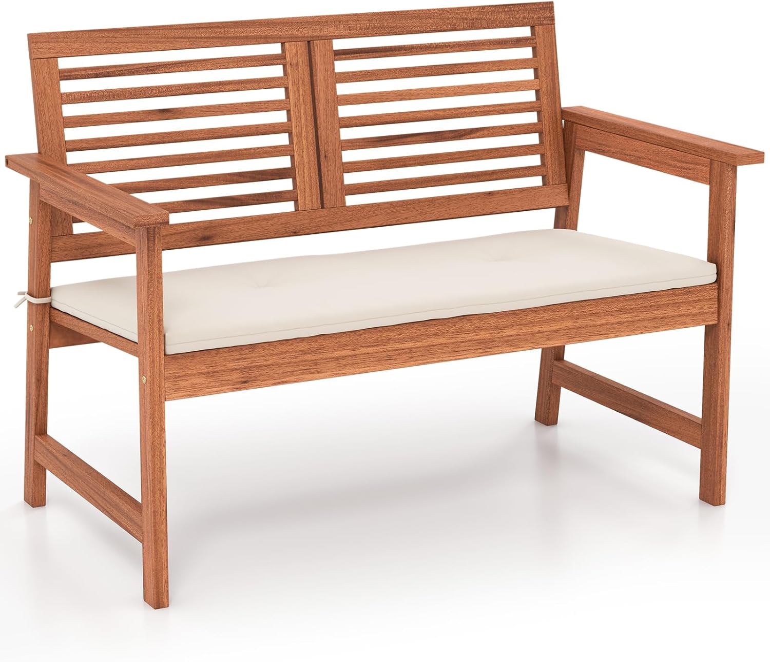 Amazon.com : HAPPYGRILL Outdoor Wood Bench Patio Solid Wood Loveseat ...