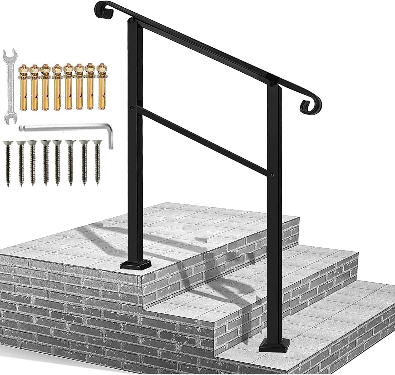 Railing Now - Midway Transitional Handrail (Black) - Amazon.com