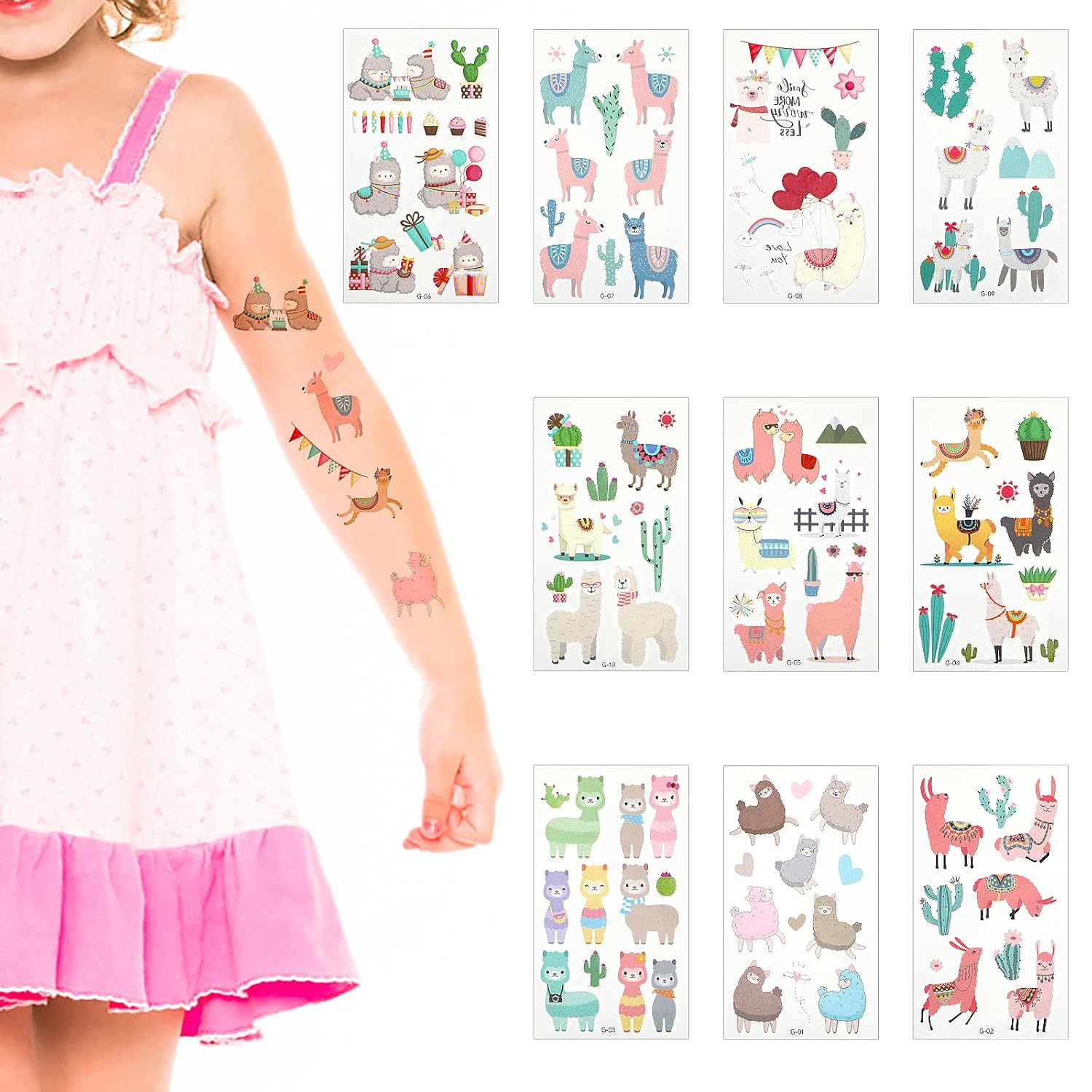 Amazon.com : cobee 90 Pcs Cute Llama Temporary Tattoos for Kids, 10 ...
