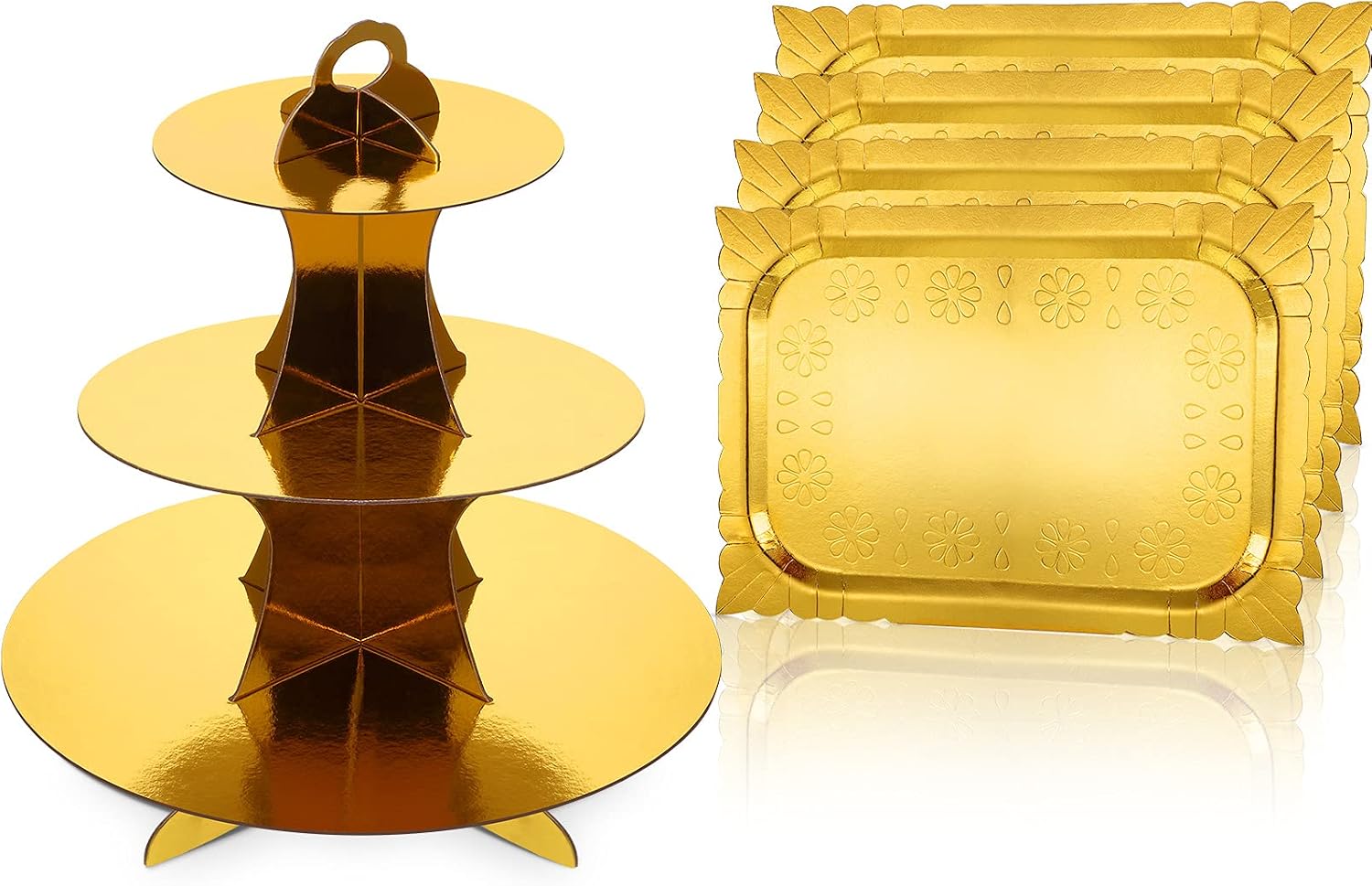 Amazon.com: Censen 4 Pieces Gold Paper Cardboard Rectangle Trays and 3 ...