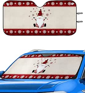Amazon.com: Car Windshield Sun Shade, Merry Christmas Gnome Snowflake ...