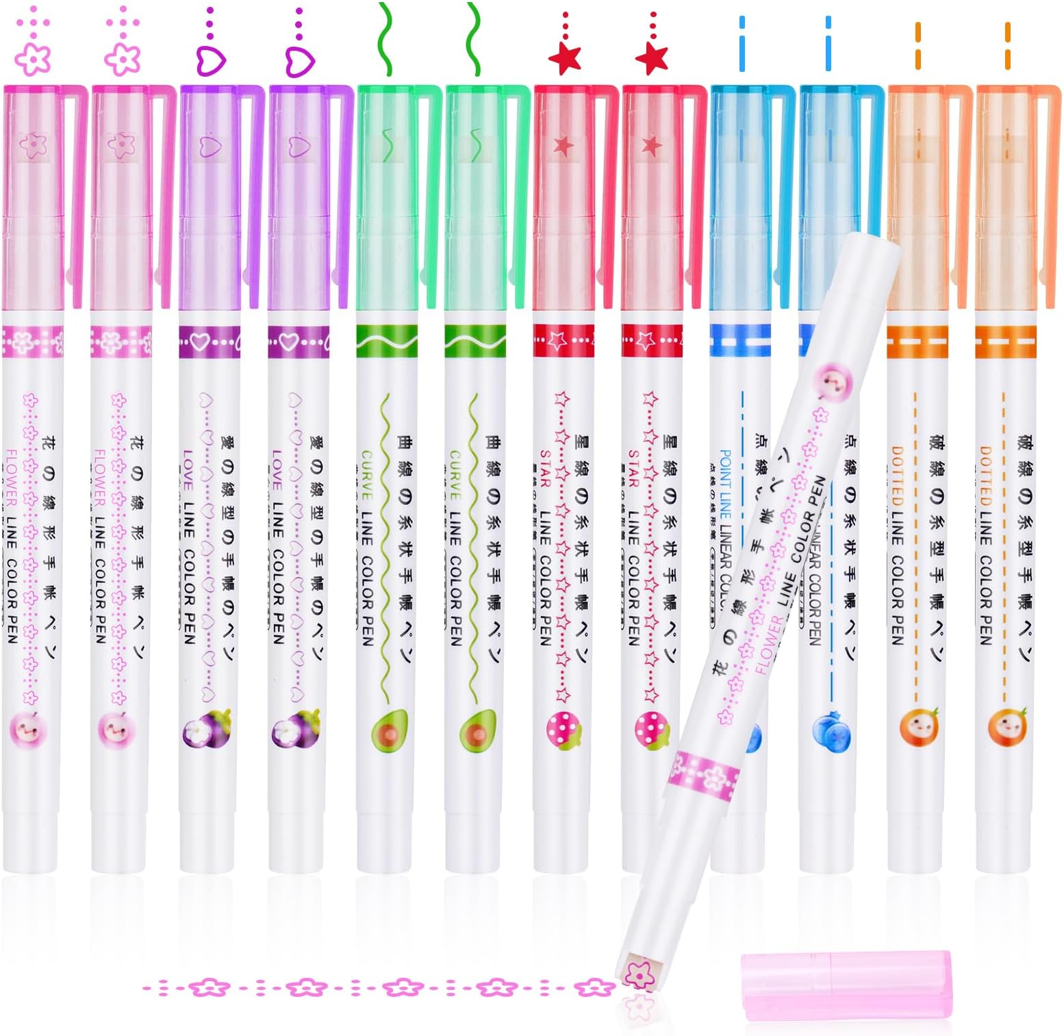 OFFCUP Curve Highlighter Pen Set, 6pcs Colored Curve Pens, Curve Pens ...