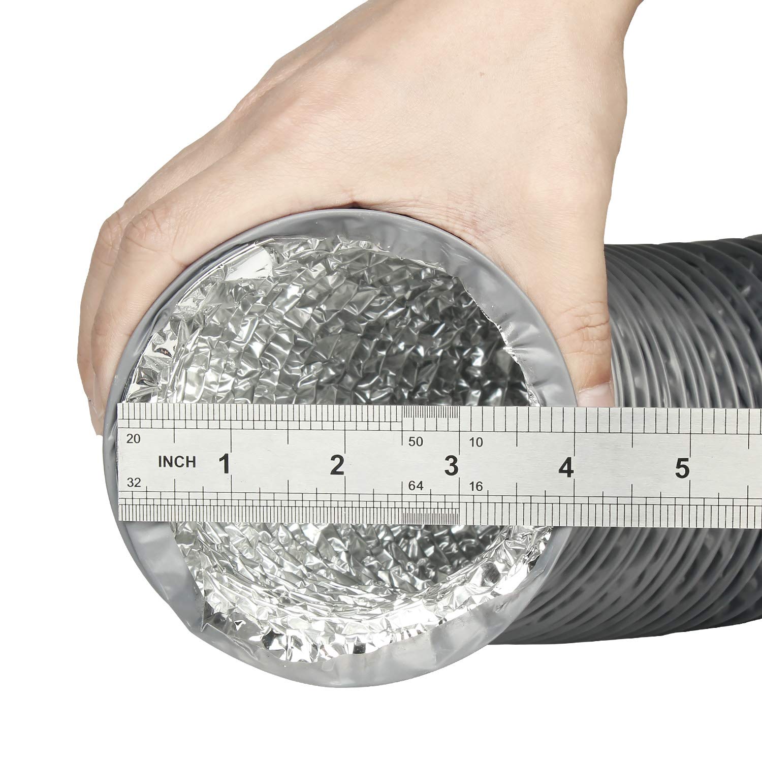 Snapklik.com : 4 Inch Gray Duct Hose By 12 Feet, Eau Flexible 4-Layers ...
