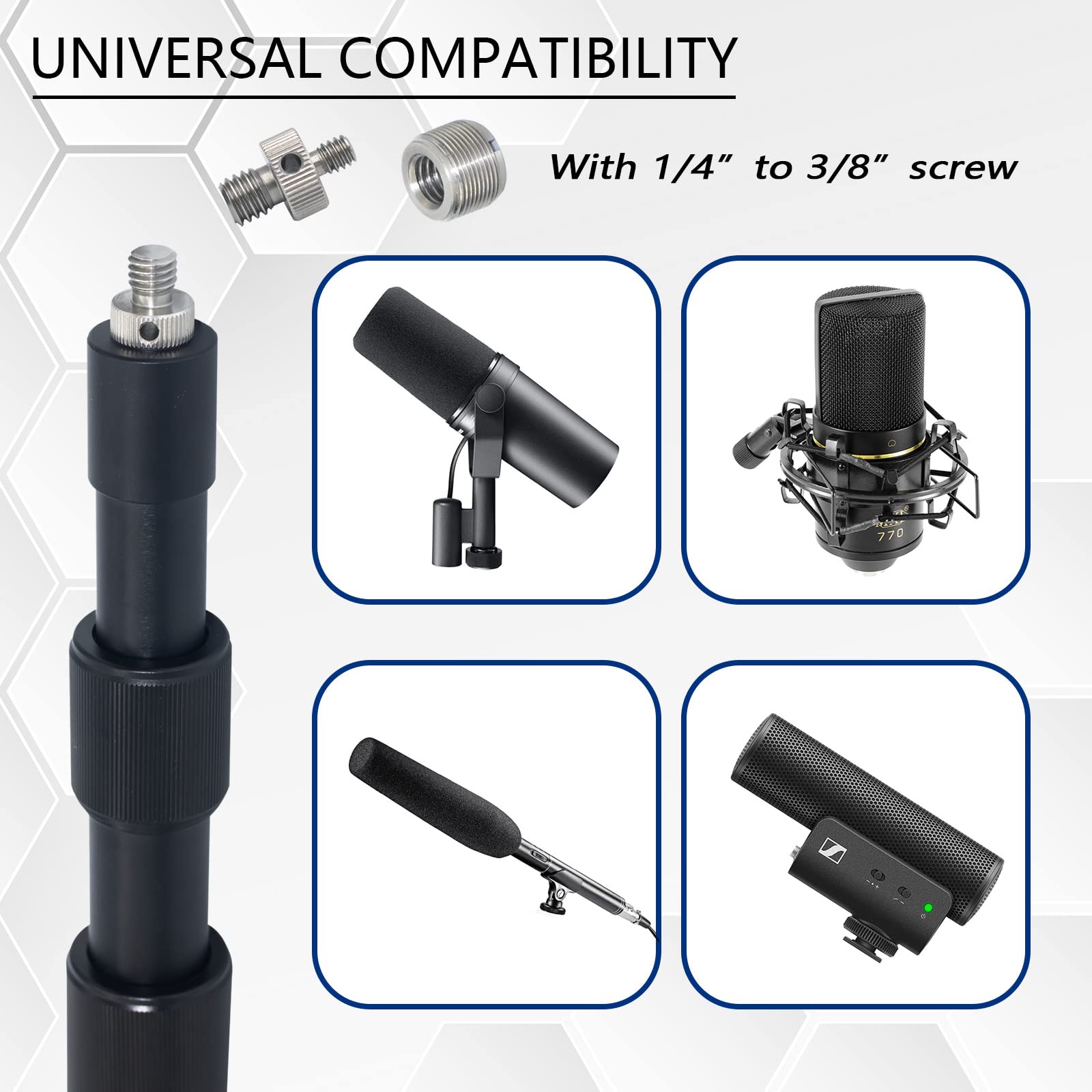 VIVEMCE Boom Pole for Shotgun Mic, Professional Boom Mic Pole for Video ...