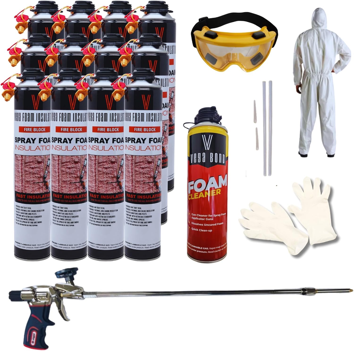 Vega Foam Fire Block Spray Foam Insulation Kit. Closed Cell Thermal and ...
