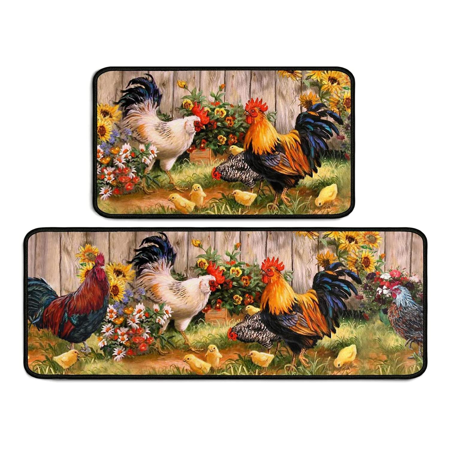 Ghroiep Rooster Theme Kitchen Rug 2 Piece Set, Farmhouse Decor Kitchen ...