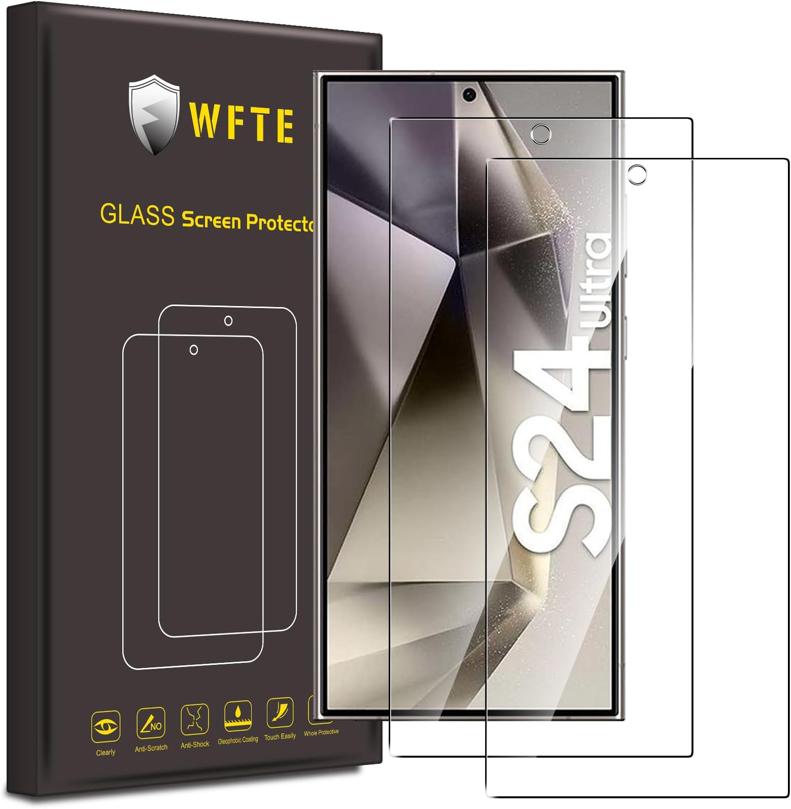 WFTE [2-Pack Screen Protector for Samsung Galaxy S24 Ultra 5G,Anti ...