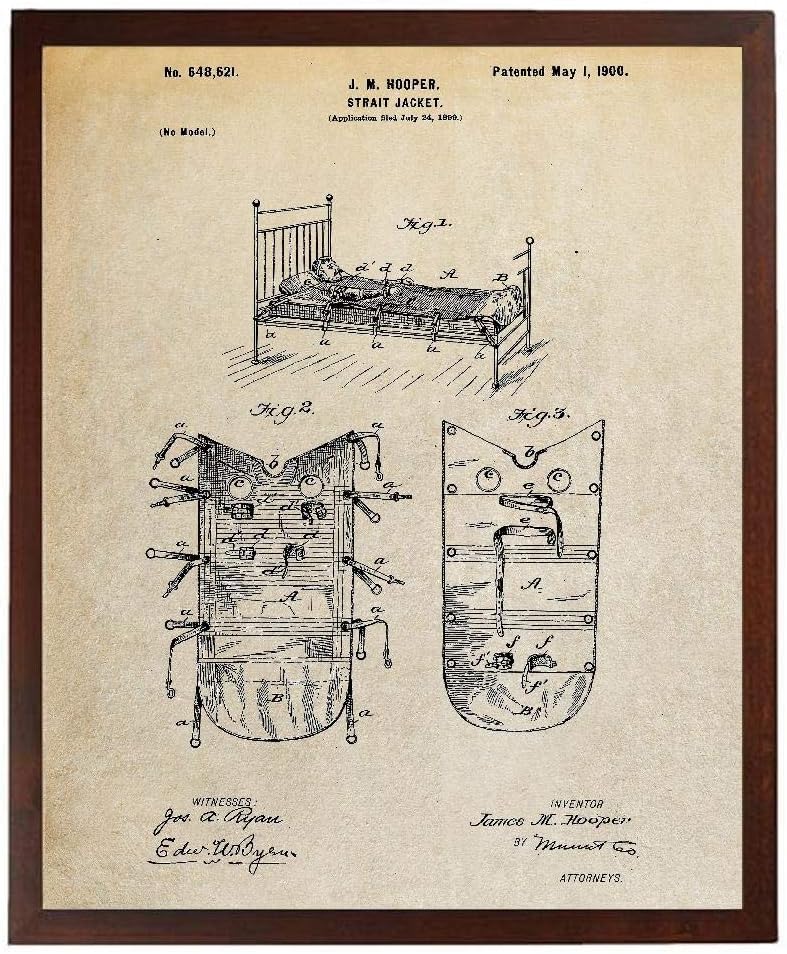 Amazon.com: Turnip Designs Strait Jacket Patent Poster Horror Art ...