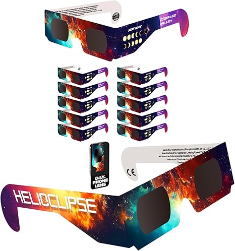 Helioclipse [paquete de 12] Gafas para eclipse solar - Gafas de visión directa para eclipse ...