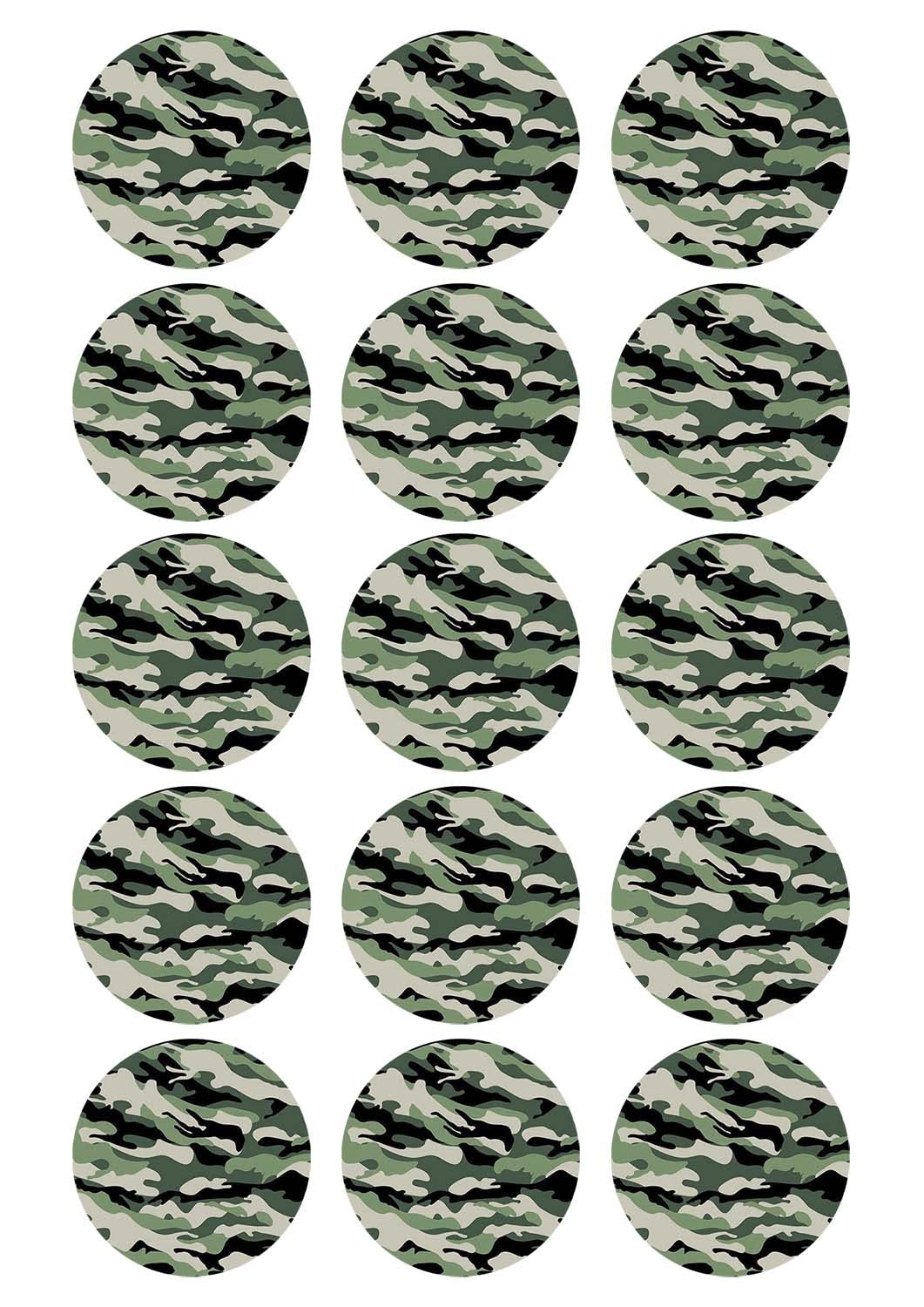 Camouflage Cupcake Toppers 15 x 2" pre-cut per sheet : Amazon.co.uk ...