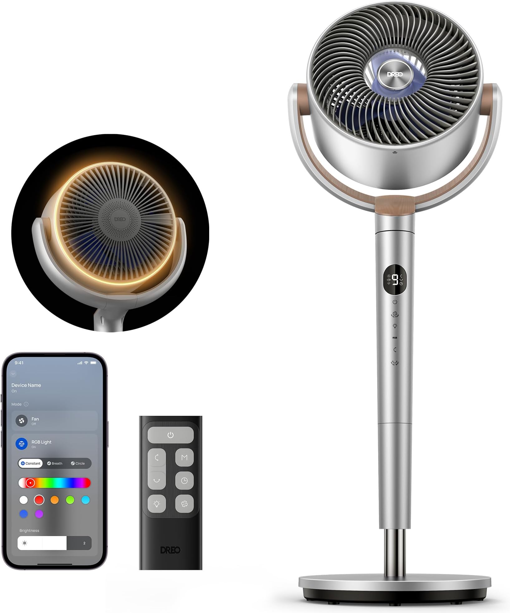 Amazon.com: Dreo Pedestal Fan with Remote, PolyFan 513S, 43'' Quiet ...